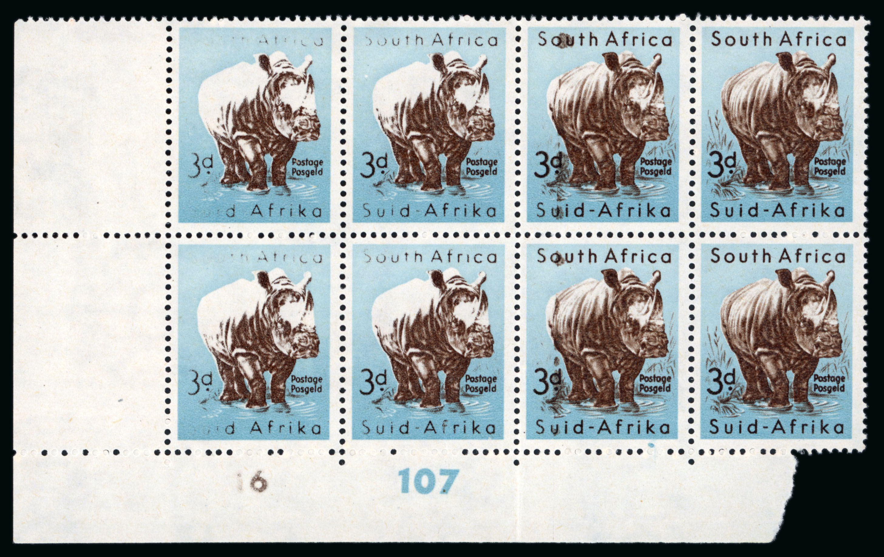 Lot 71419 - 1959-60 3d. chocolate and turquoise blue mint NH control ...
